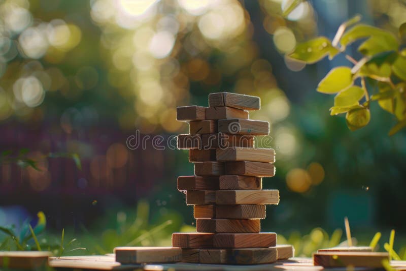 Stack Wooden Blocks Table Suitable Educational Concepts Stock Photos ...