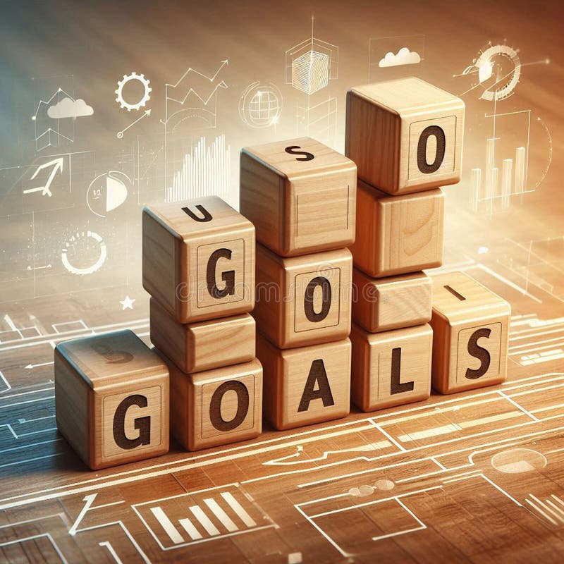 A Stack of Wooden Blocks with the Word Goals Written on Them Stock ...