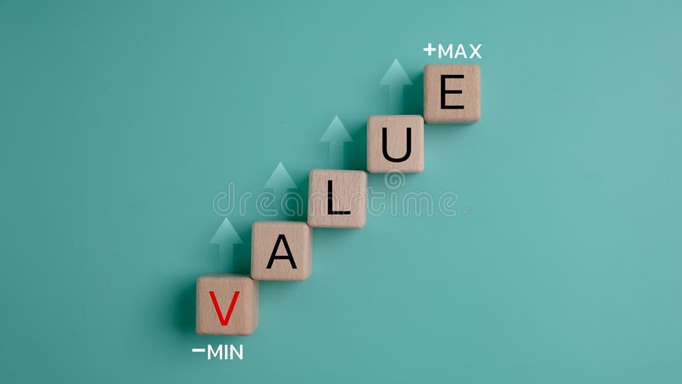 A Stack of Wooden Blocks with the Word Value Written on Them Stock ...