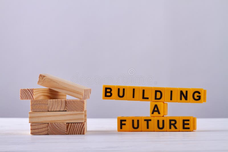 Stack of Wooden Blocks and Yellow Letter Words. Stock Image - Image of ...