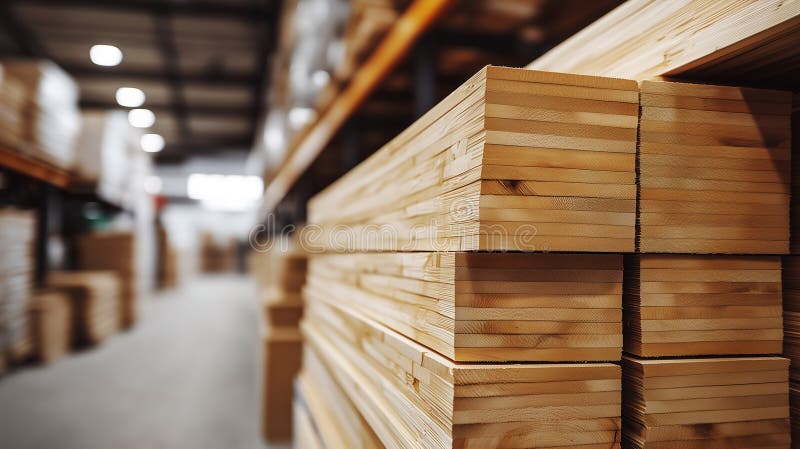 A Stack of Wooden Boards Neatly Arranged Inside a Warehouse that Sells ...