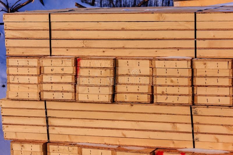 A Stack of Wooden Boards with Red Markings on Them Stock Image - Image ...