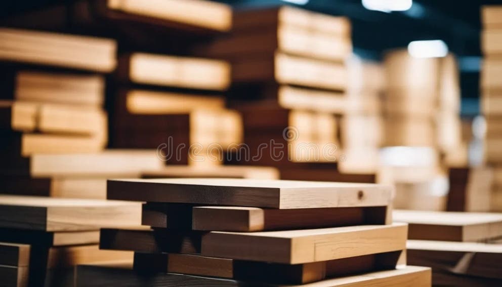 Stack of Wooden Boards in a Warehouse Stock Illustration - Illustration ...