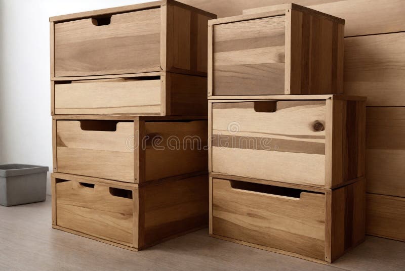 A Stack of Wooden Boxes. Generative AI Stock Illustration ...