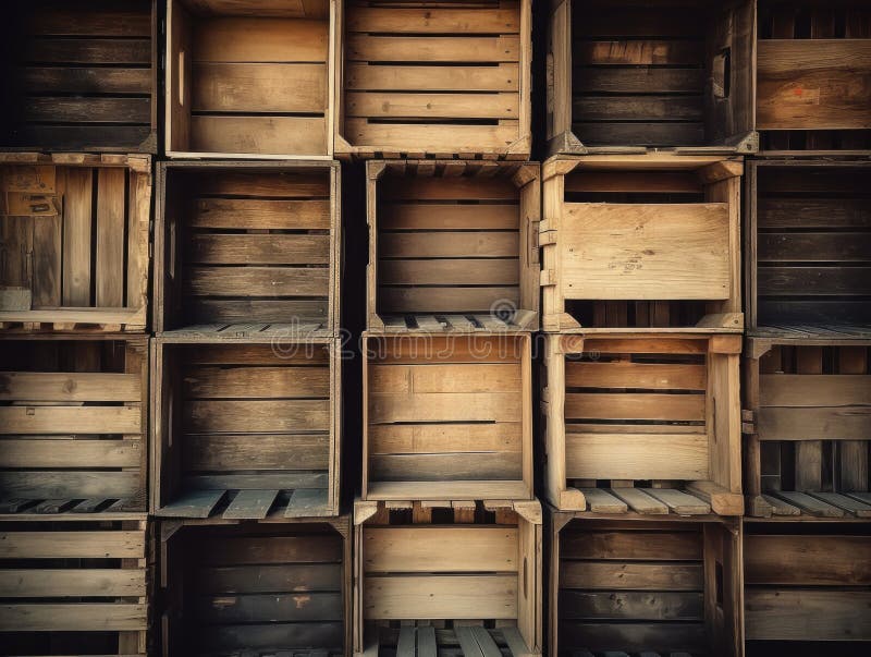 A Stack of Wooden Crates with a Lot of Empty Space. the Crates are ...