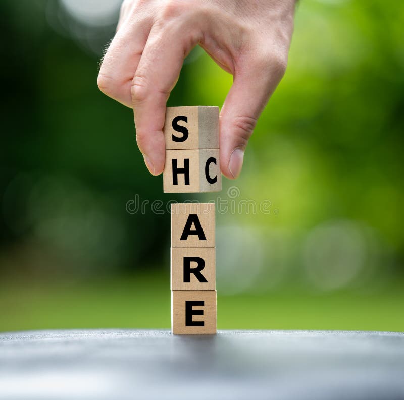 A Stack of Wooden Cubes Form the Words Care and Share. Stock Image ...