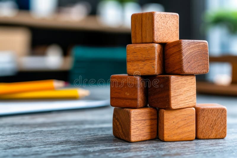 Stack Colorful Cubes Sitting Top Table Stock Photos - Free & Royalty ...