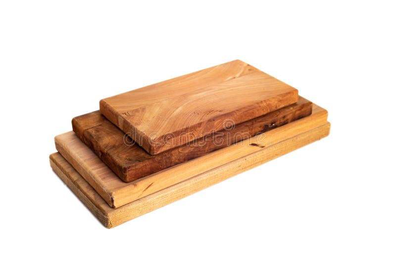 Stack of Wooden Cutting Boards of Various Sizes Isolated on White ...