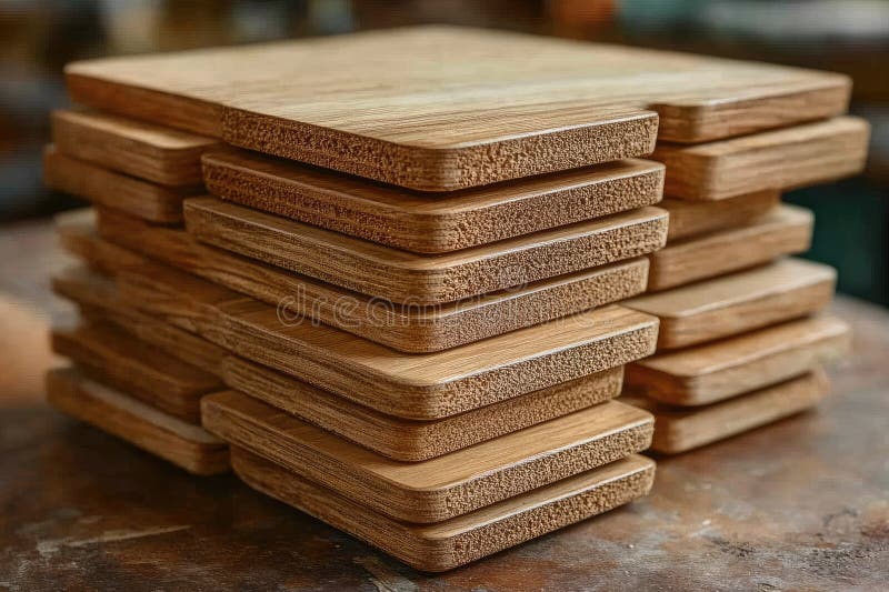 Stack of Square Wooden Tiles, Natural Wood Texture Stock Illustration ...