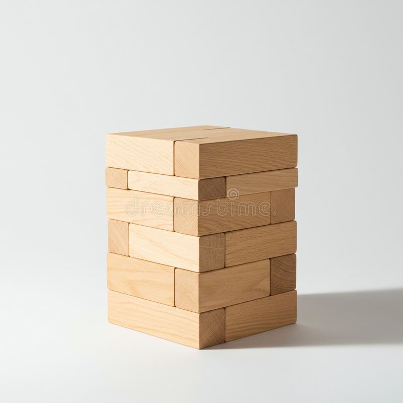 A Stack of Wooden Jenga-style Blocks is Arranged in a Neat, Vertical ...