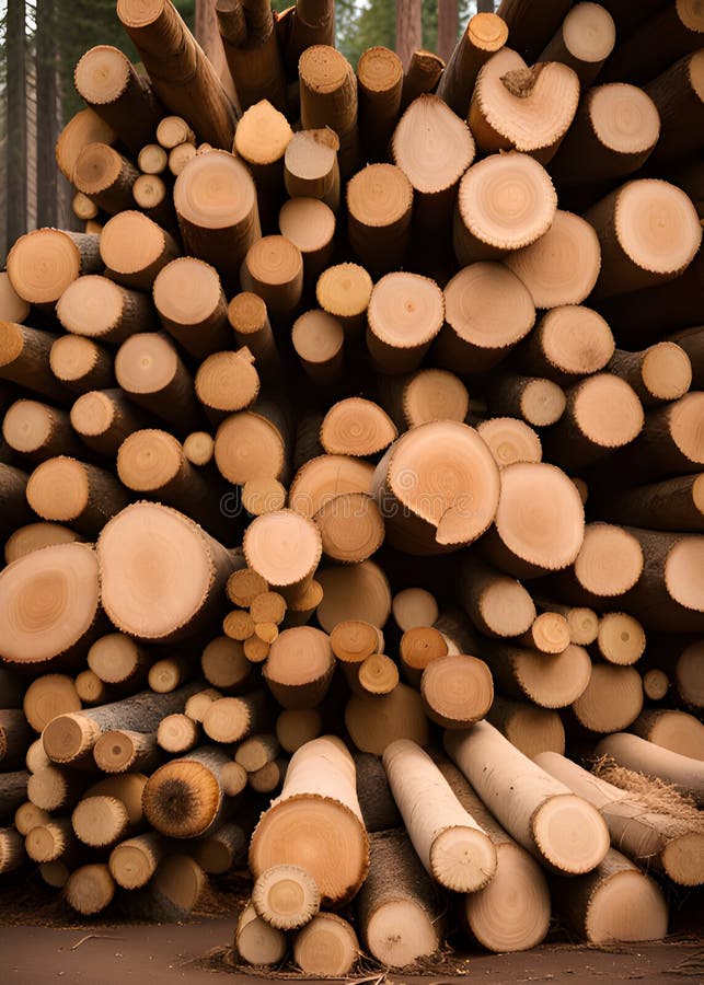 Stack of Wooden Logs in the Forest, Ai Generated Stock Illustration ...
