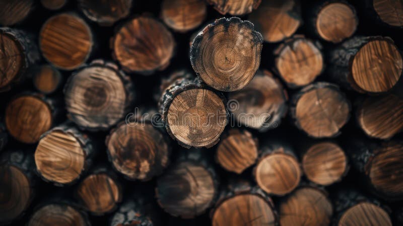 Stack of Wooden Logs in a Lumberyard with Detailed Texture and Natural ...