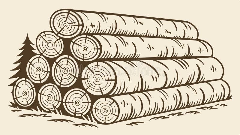 Stacked Logs Woodpile, Natural Resource Rustic Texture Vector Design ...