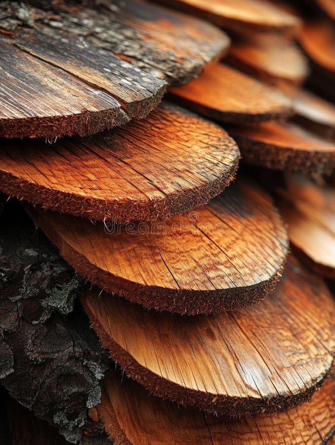 Stack of Wooden Logs with Rough Texture and Bark. Stock Photo - Image ...