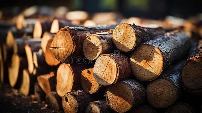 A Stack of Wooden Logs. Wood Texture. Generative AI. Stock Image ...