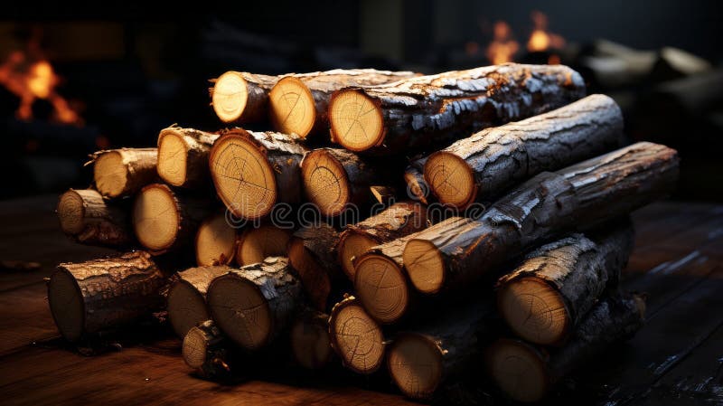 A Stack of Wooden Logs. Wood Texture. Generative AI. Stock Illustration ...