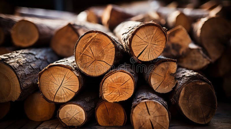 A Stack of Wooden Logs. Wood Texture. Generative AI. Stock Illustration ...