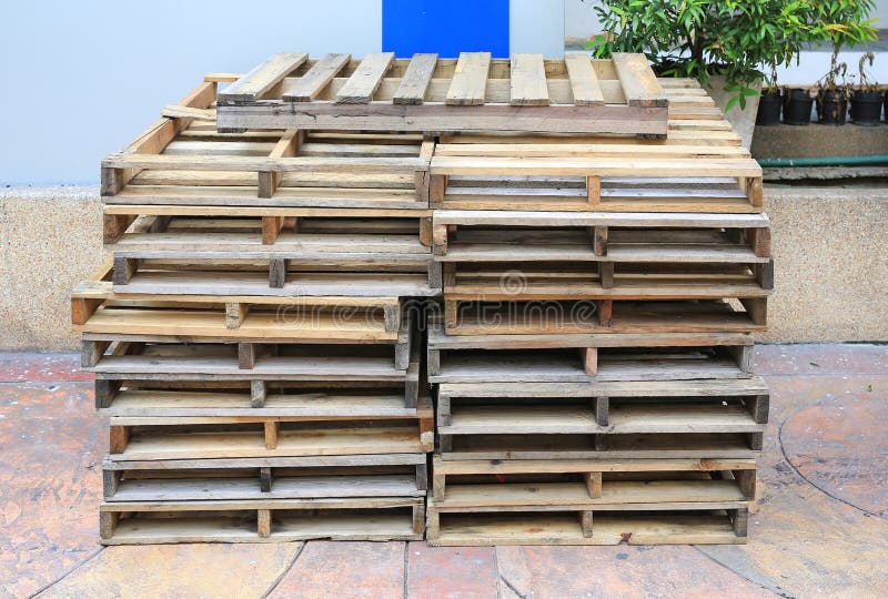 Stack of wooden pallet stock photo. Image of equipment - 146629492