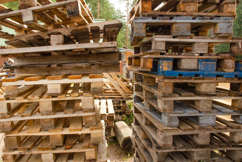 Stack of Wooden Pallets Close-up. Concept of Logistics and Loading of ...