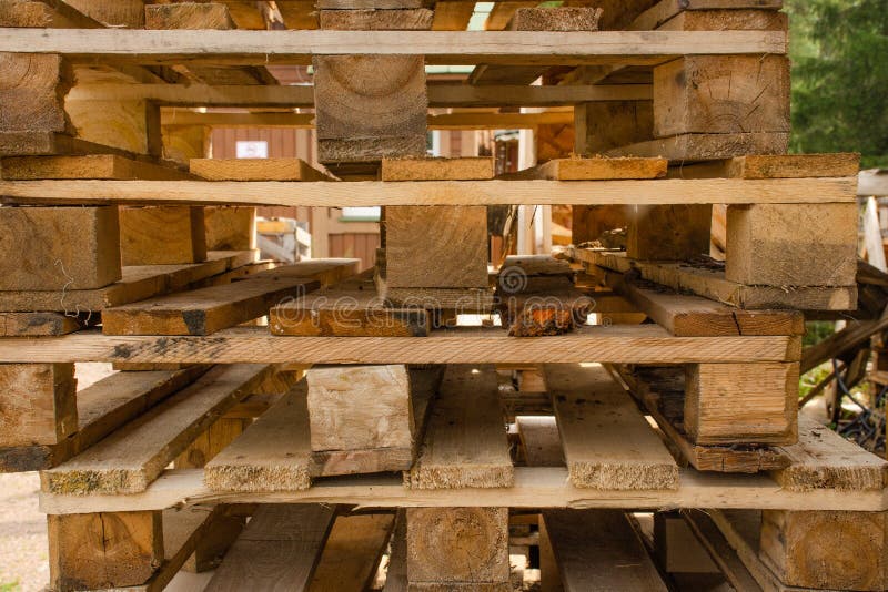Stack of Wooden Pallets Close-up. Concept of Logistics and Loading of ...