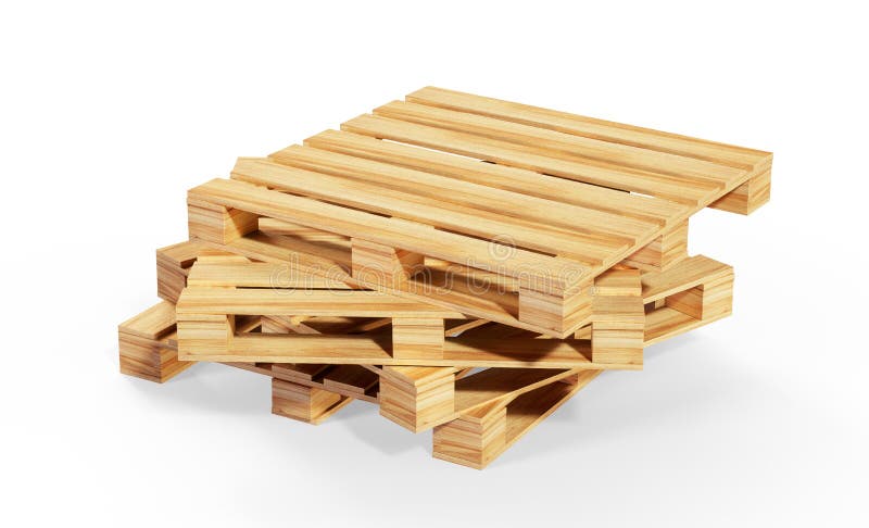 Stack of Wooden Pallets Close-up 3d Render Stock Illustration ...