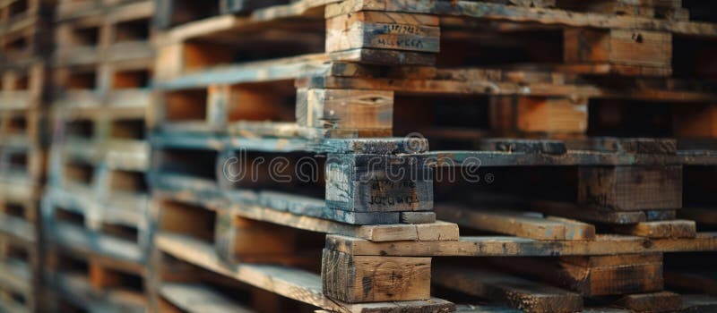Stack of Wooden Pallets stock image. Image of shipping - 312998535
