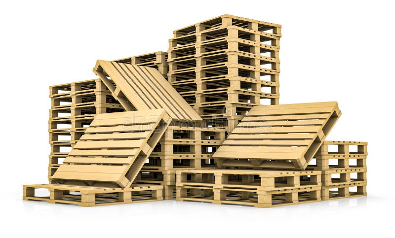 Stack of wooden pallets stock illustration. Illustration of cardboard ...