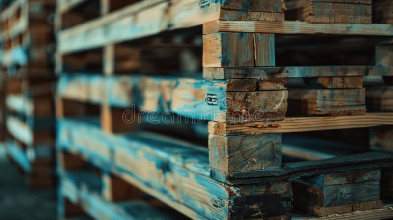 Wooden Pallet Stack stock image. Image of goods, logistics - 376338053