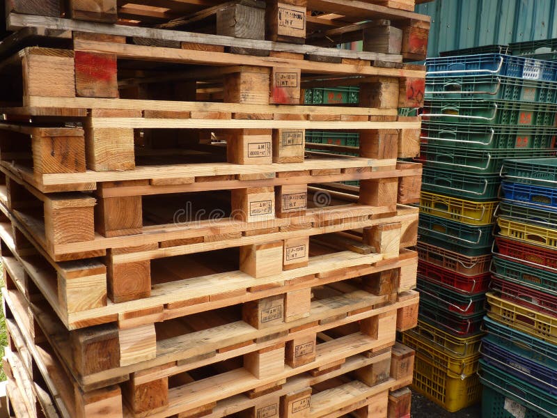 Stack of Wooden Pallets One on Another Stock Image - Image of board ...