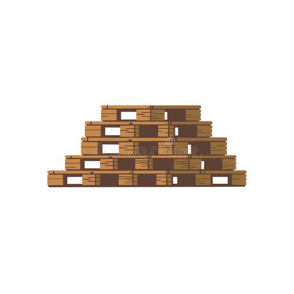Stack of Wooden Pallets Vector Illustration for Logistics and Storage ...