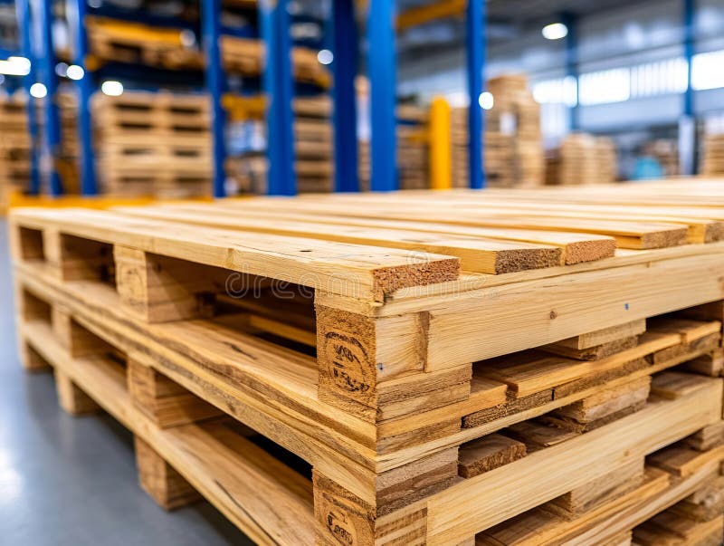 A Stack of Wooden Pallets in a Warehouse Stock Photo - Image of wooden ...