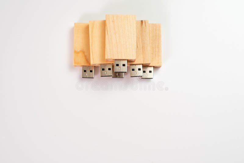 Stack of Wooden Pendrive Memory Usb on White Background Stock Image ...
