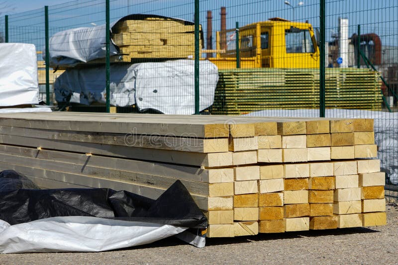 Stack of Wooden Plank for Construction Work at Warehouse Storage Stock ...