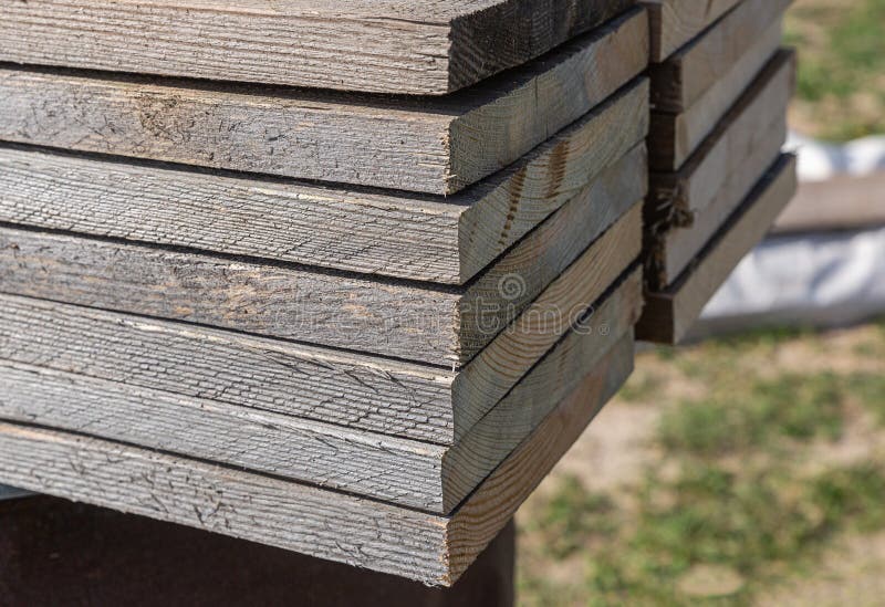 Stack of Wooden Planks for Floor Dark Brown Close-up Side View Stock ...