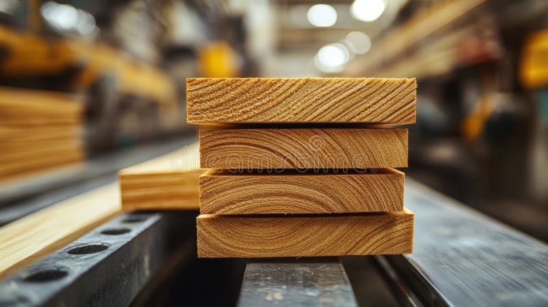 Stack of Wooden Planks in an Industrial Woodworking Setting. Stock ...