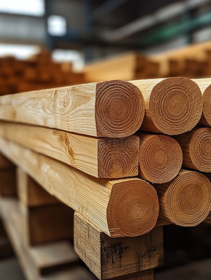 Stack of Wooden Planks in a Lumberyard. Stock Image - Image of ...