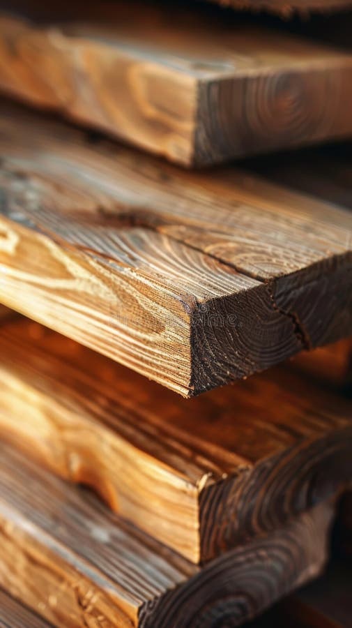 Stack of Wooden Planks with Rich Texture and Grain, Carpentry Material ...