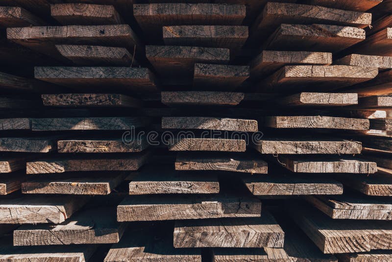 Stack of Wooden Planks Solid-sawn Timber Construction Material Stock ...
