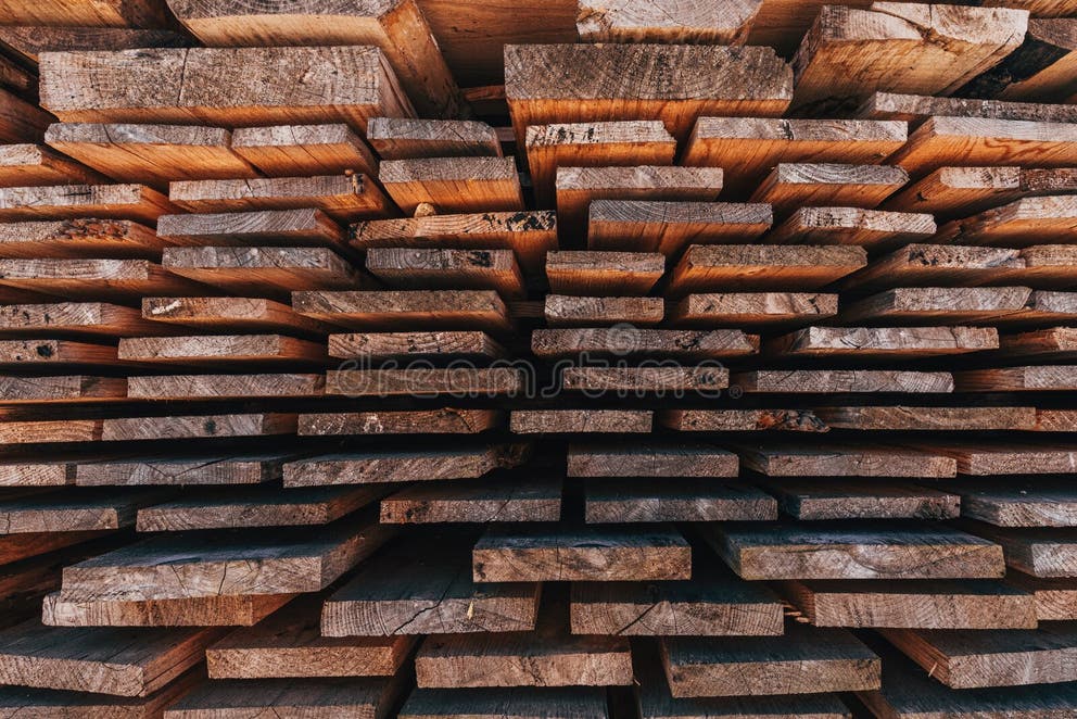 Stack of Wooden Planks Solid-sawn Timber Construction Material Stock ...