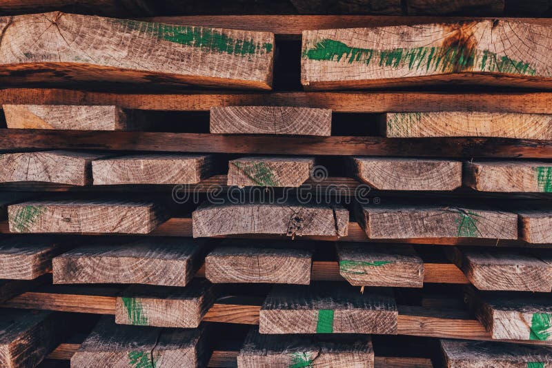 Stack of Wooden Planks Solid-sawn Timber Construction Material Stock ...