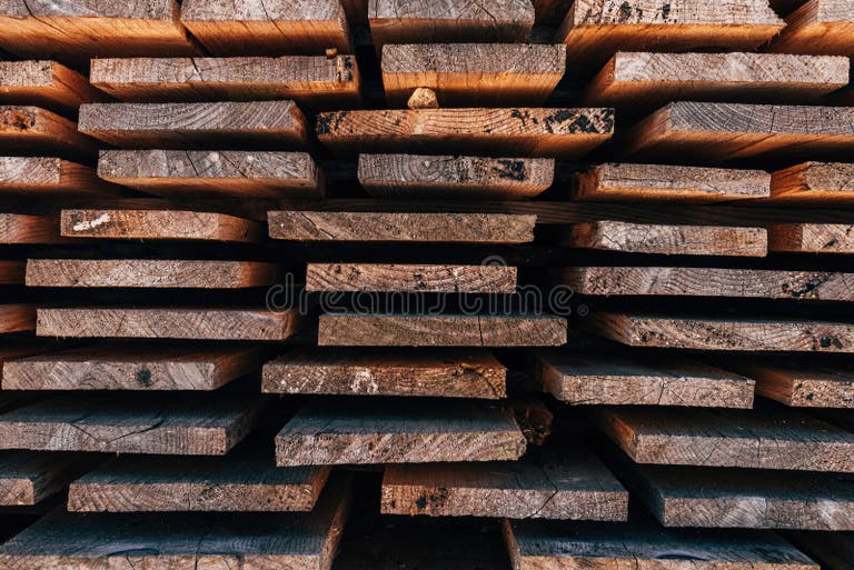 Stack of Wooden Planks Solid-sawn Timber Construction Material Stock ...