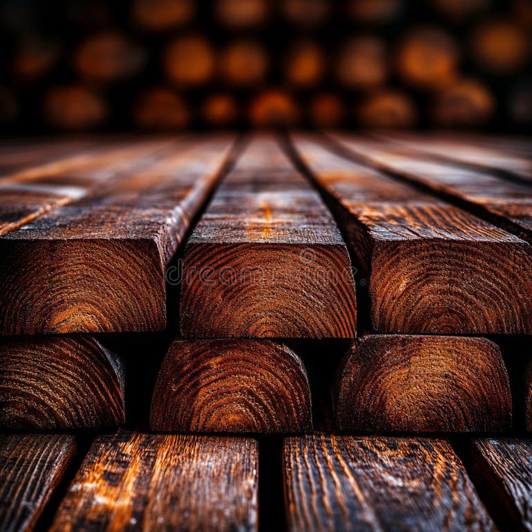 A Stack of Wooden Planks Stacked on Top of Each Other Stock Image ...