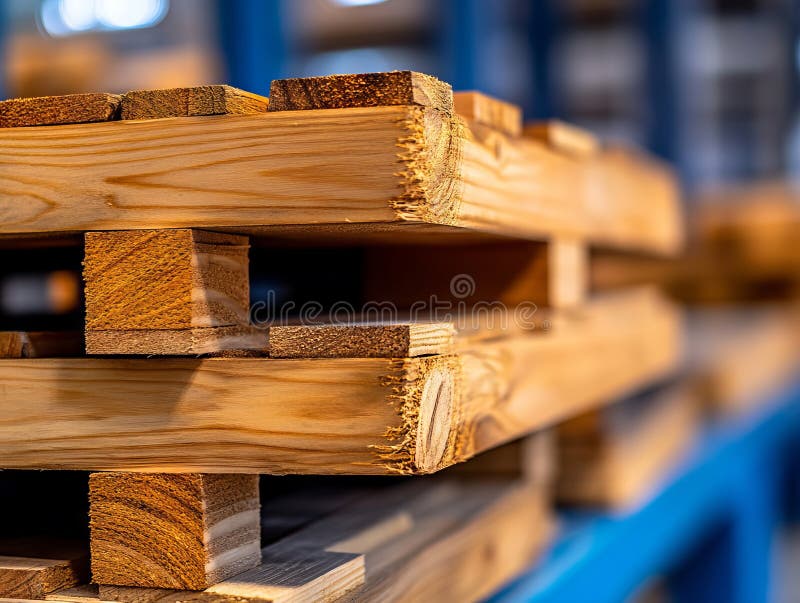 A Stack of Wooden Planks Stacked on Top of Each Other on a Pallet Stock ...