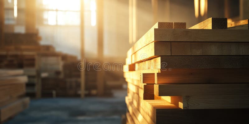 Wooden Plank Stack Warehouse Storage Stock Photo - Image of ...