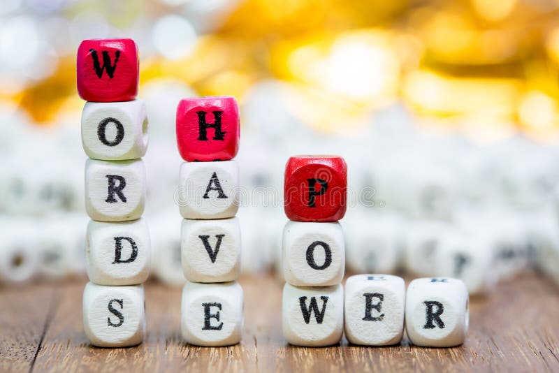 Stack of Words Have Power Dice Puzzle Stock Image - Image of positive ...