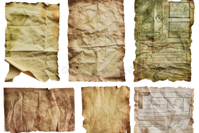A Stack of Worn-out Paper with Tears and Creases, Sitting on a Clean ...