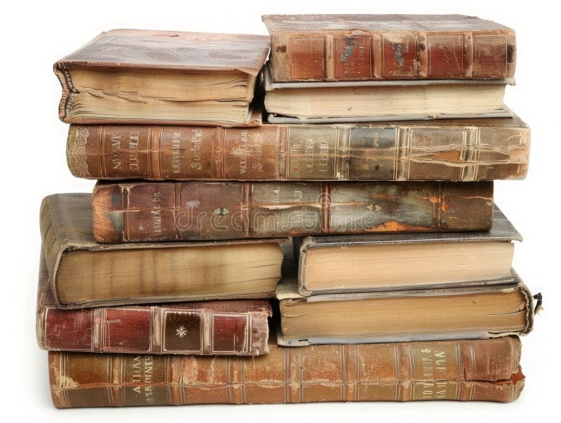 Stack of Worn and Tattered Old Books, AI-generated. Stock Image - Image ...