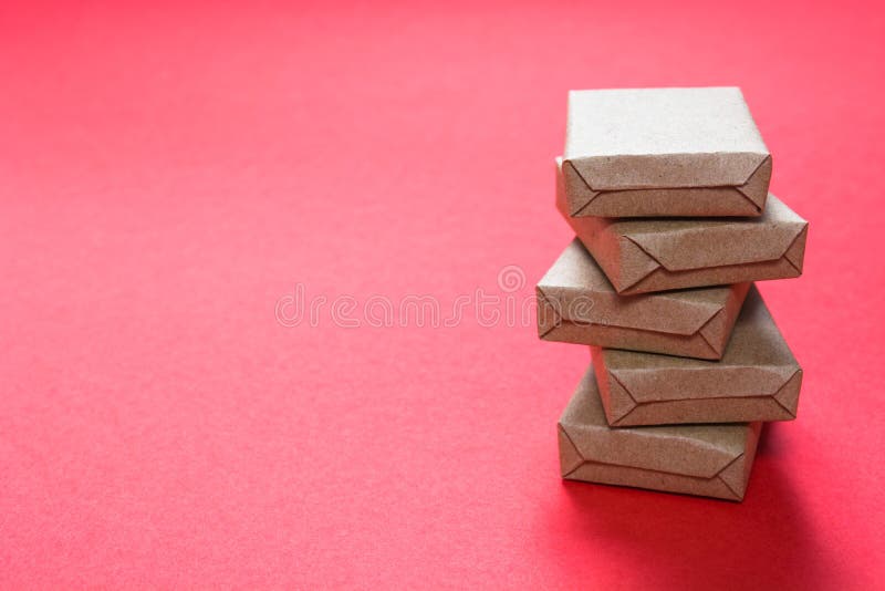 Stack of Wrapped Craft Boxes Stock Photo - Image of closed, copy: 91008056