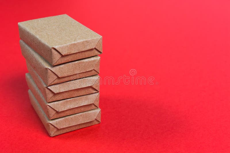 Stack of Wrapped Craft Boxes Stock Image - Image of background, board ...