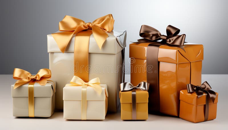 A Stack of Wrapped Gift Boxes in Shiny Gold Colors Generated by AI ...